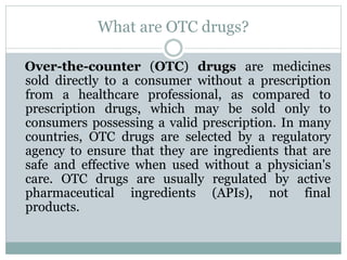 Regulatory requirements for otc drugs as per usfda | PPTX