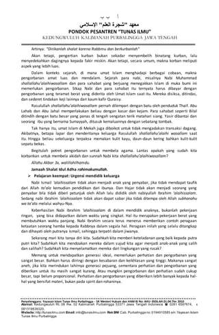 Khutbah idhul adha belajar dari nabi ibrahim dan keluarganya | DOC