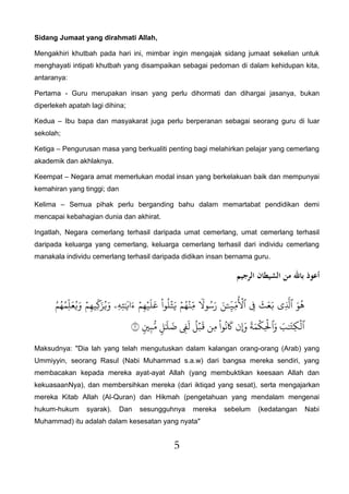 Khutbah hari guru 2016 rumi | PDF