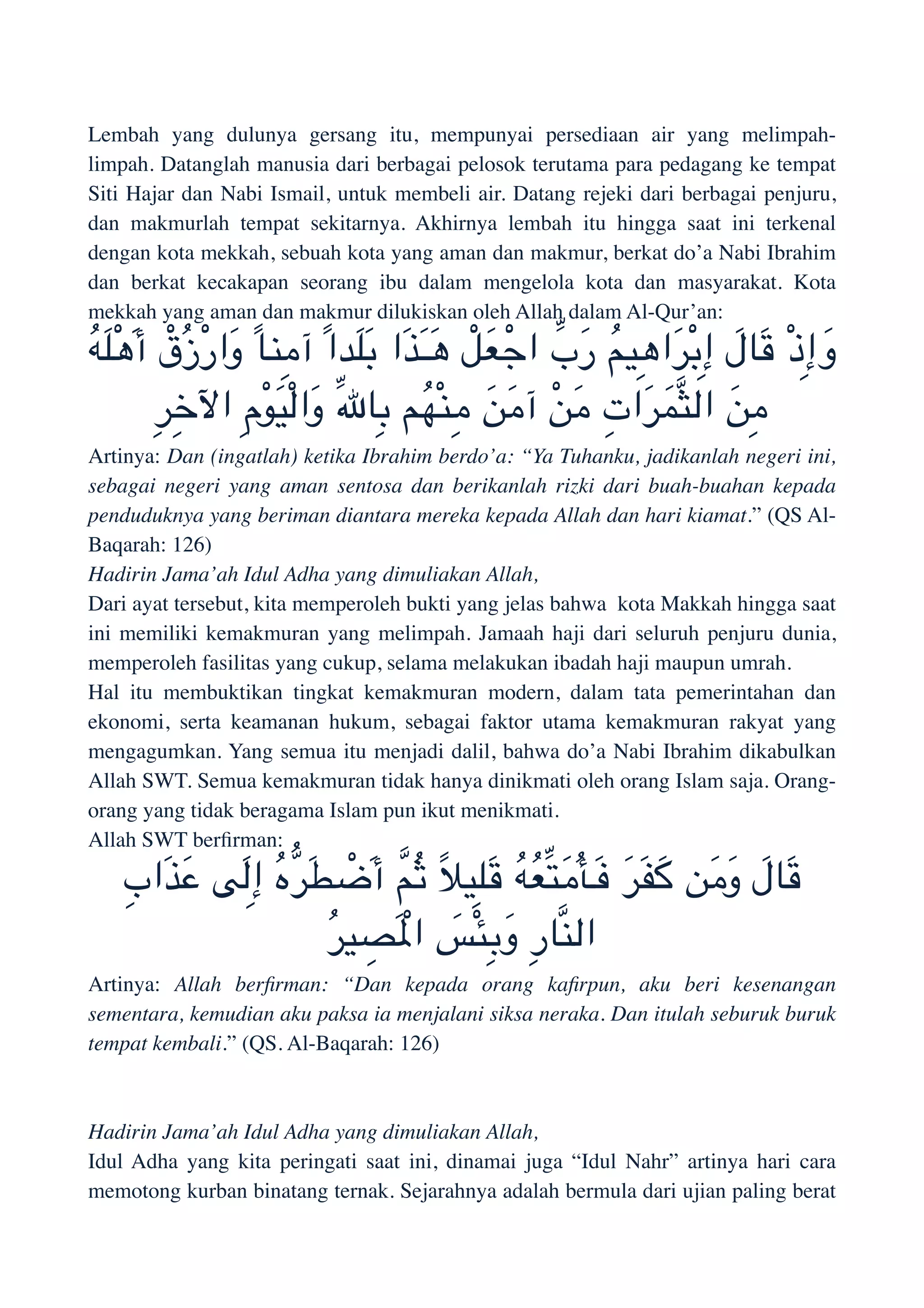 Khutbah idul 'adha | PDF