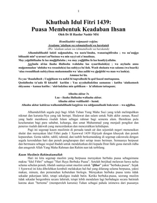 Khutbah idul fitri 1439 revised | PDF
