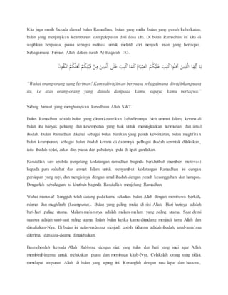 Khutbah jumaat rasulullah sempena ramadhan | PDF