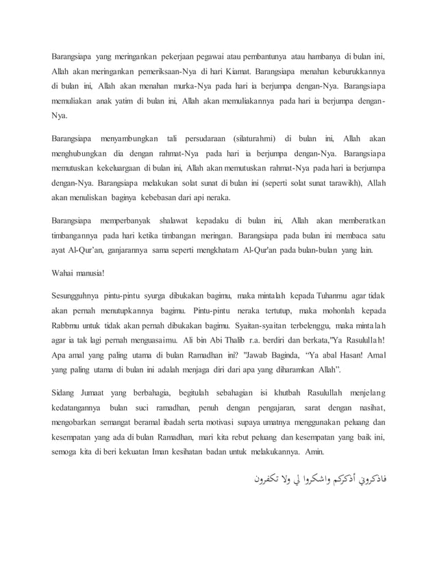 Khutbah jumaat rasulullah sempena ramadhan | PDF