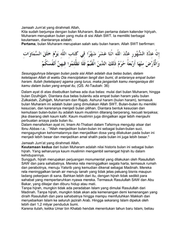 Khutbah jumat keutamaan muharram | PDF