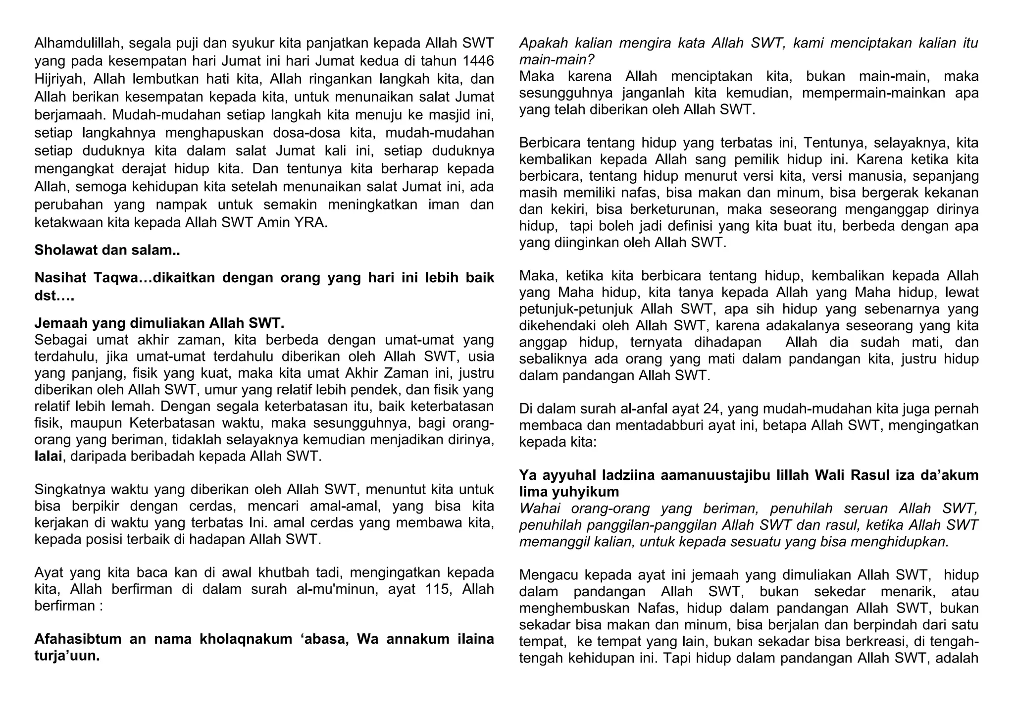 khutbah jum'at tahun baru H 1446 H OK.docx