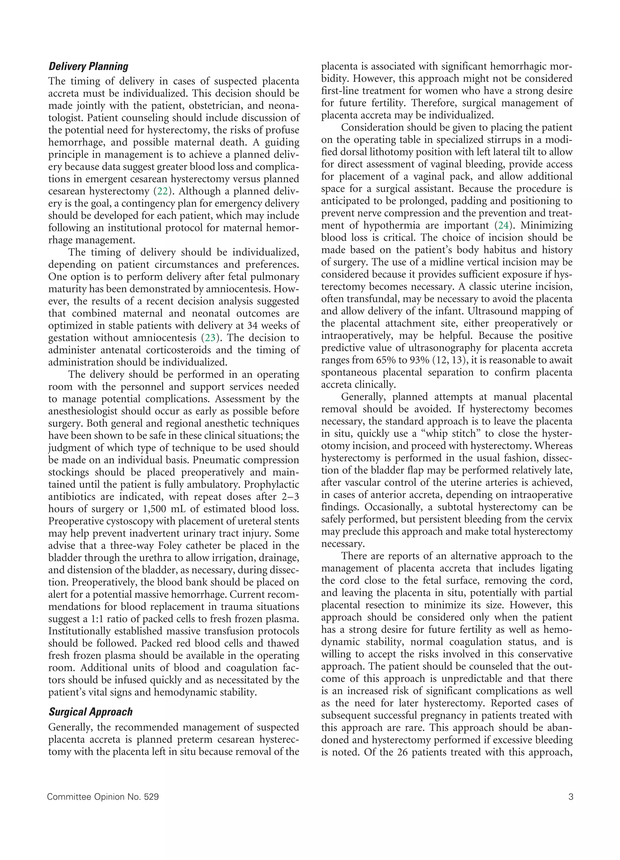 Quản lý nhau cài răng lược ACOG 2015 placenta accreta management | PDF
