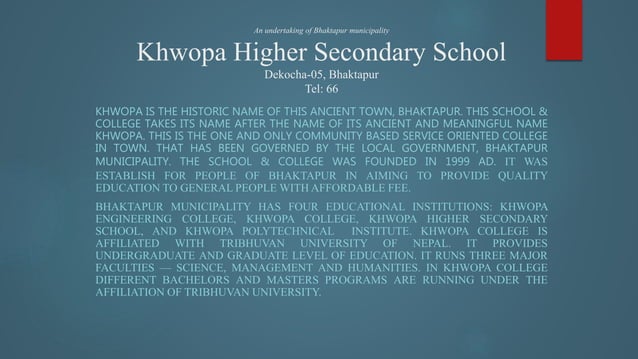Khwopa higher secondary school | PPTX