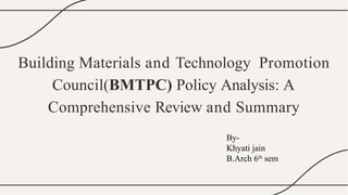 Building materials and technology promotion council | PPTX | Civil Engineering Industry | Industries
