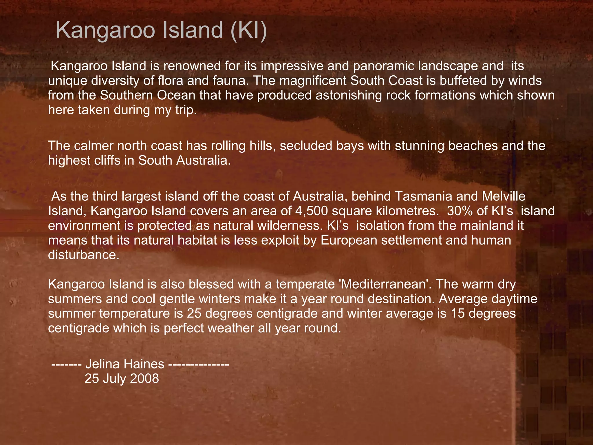 Southern Coastline of Terra Australis, Kangaroo Island | PPT