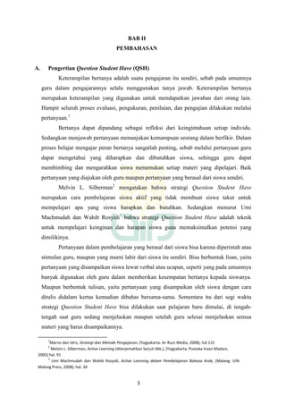 Strategi Pembelajaran Aktif : Question Student Have (QSH) | DOCX