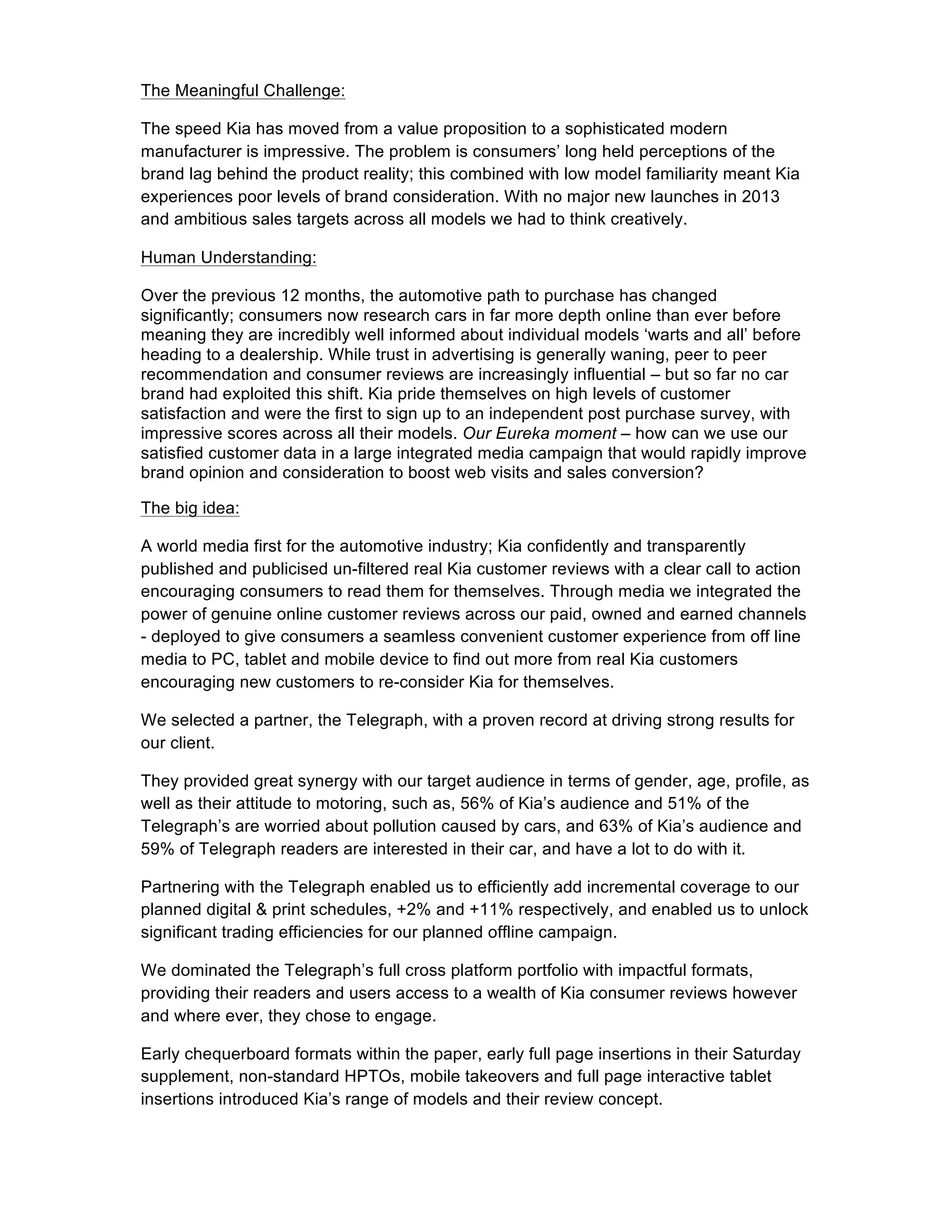 Kia - The Power to Suprise: Case Study | PDF