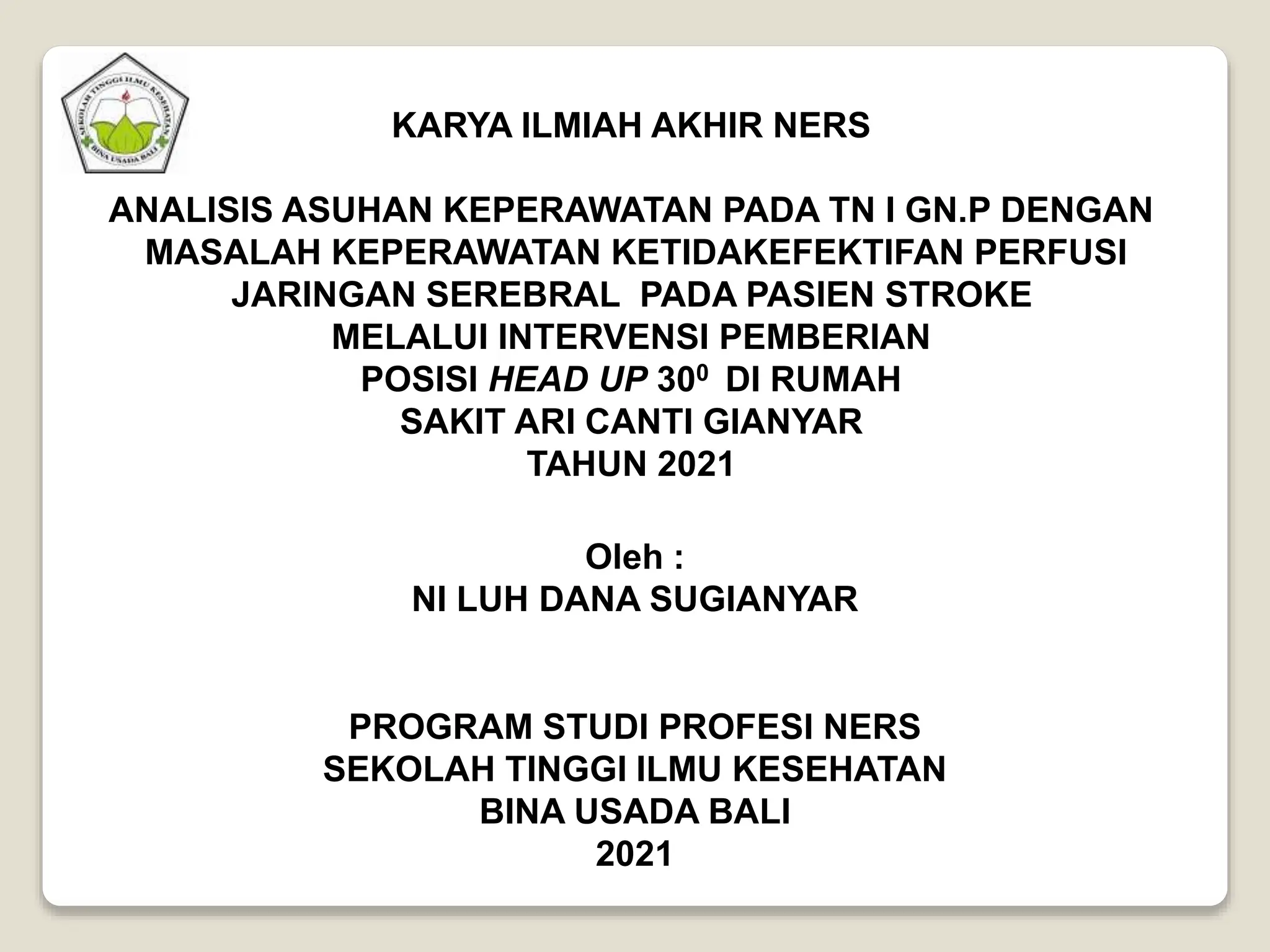 KIAN karya ilmiah akhir ners keperawatan medikal bedah.ppt