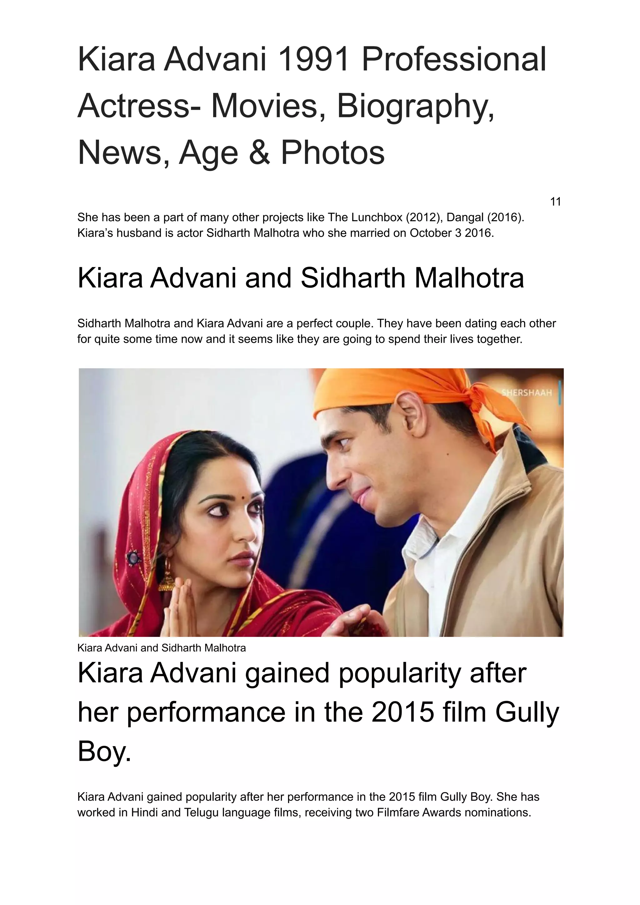 Kiara Advani 1991 Professional Actress- Movies, Biography, News, Age & Photos (1).pdf | Movies ...