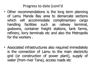 Kicc presentation development of port of lamu manda bay 3 | PDF