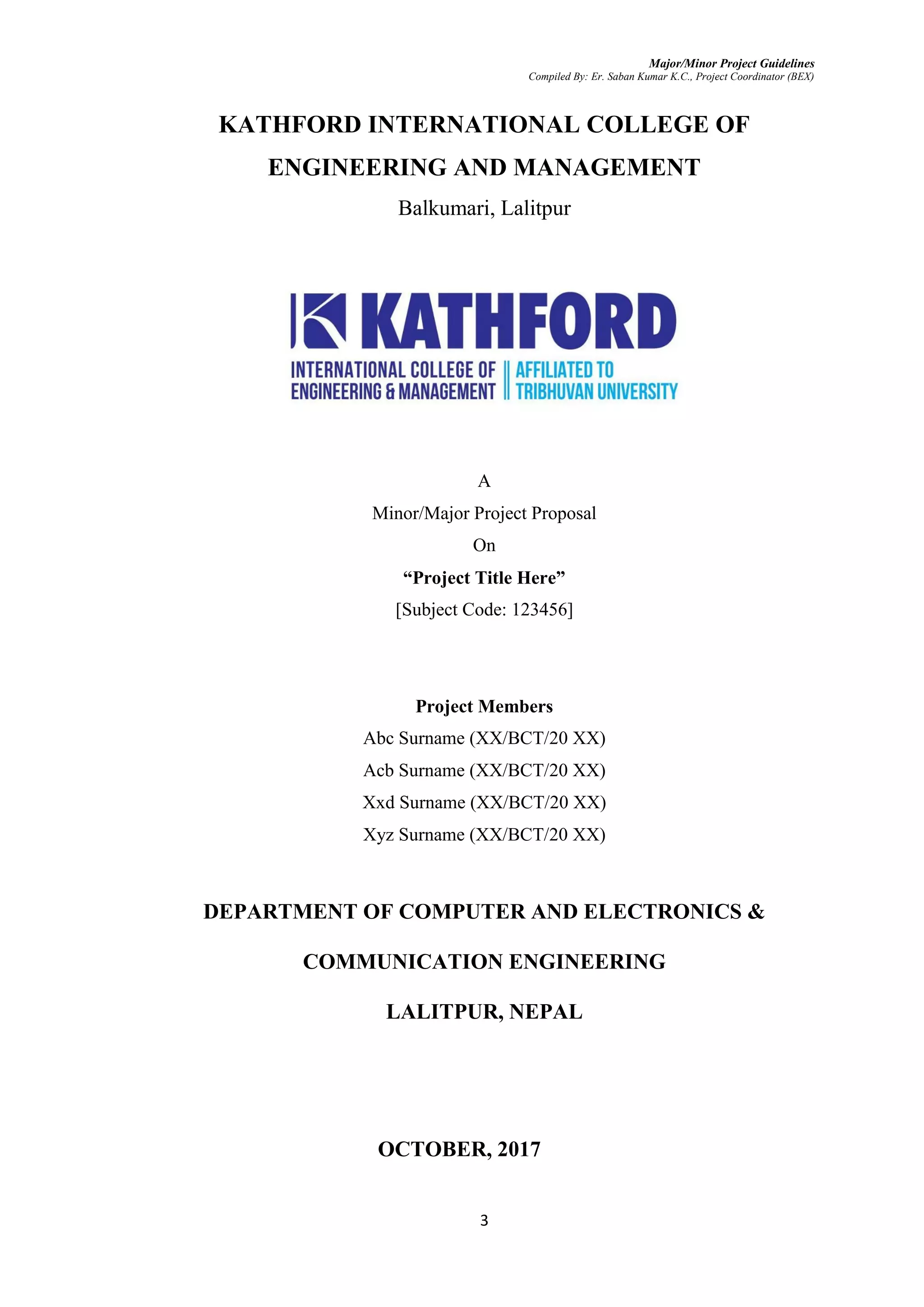 Major/Minor Project Guidelines for BE-Electronics and Communication | PDF