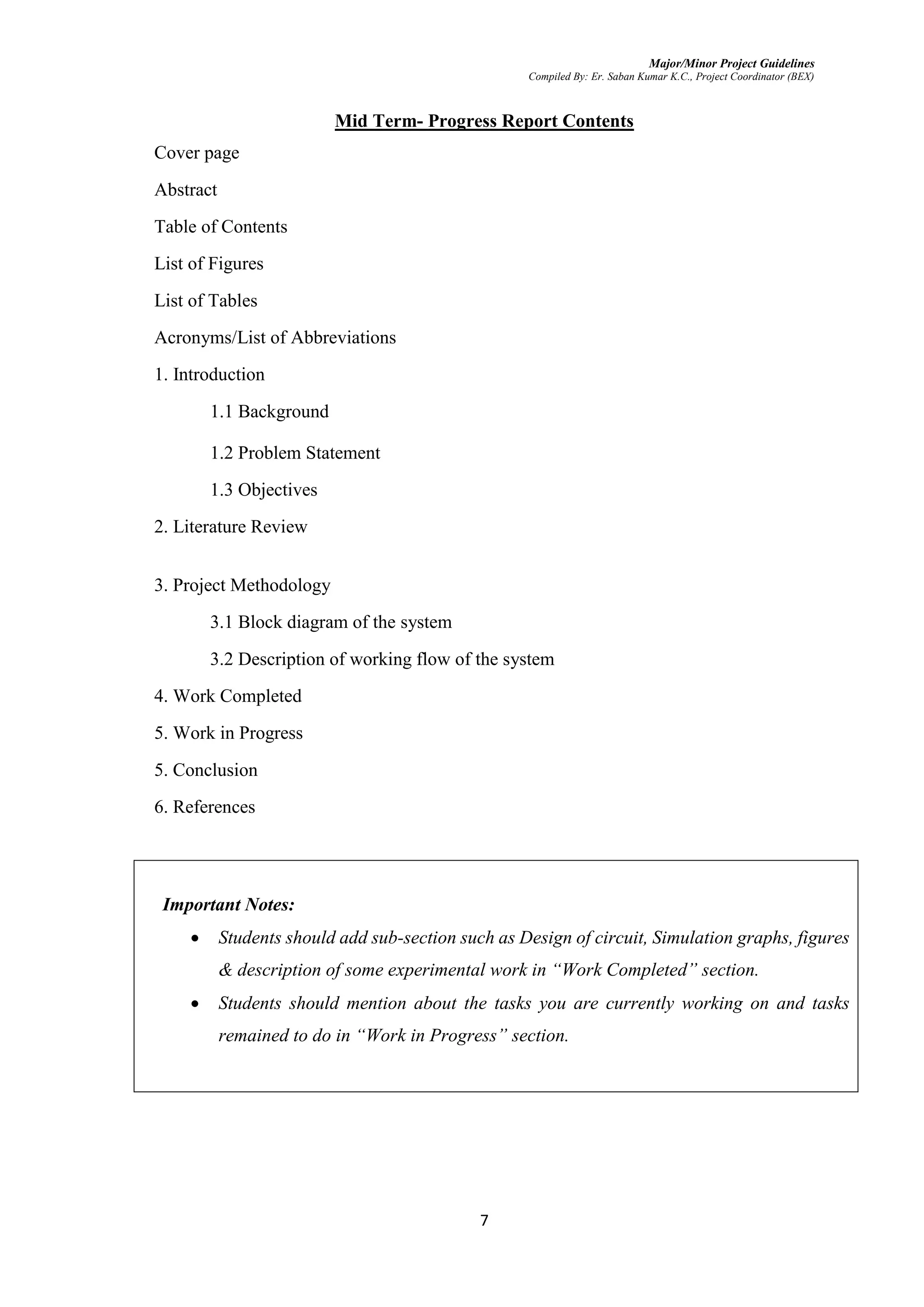 Major/Minor Project Guidelines for BE-Electronics and Communication | PDF