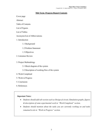 Major/Minor Project Guidelines for BE-Electronics and Communication | PDF