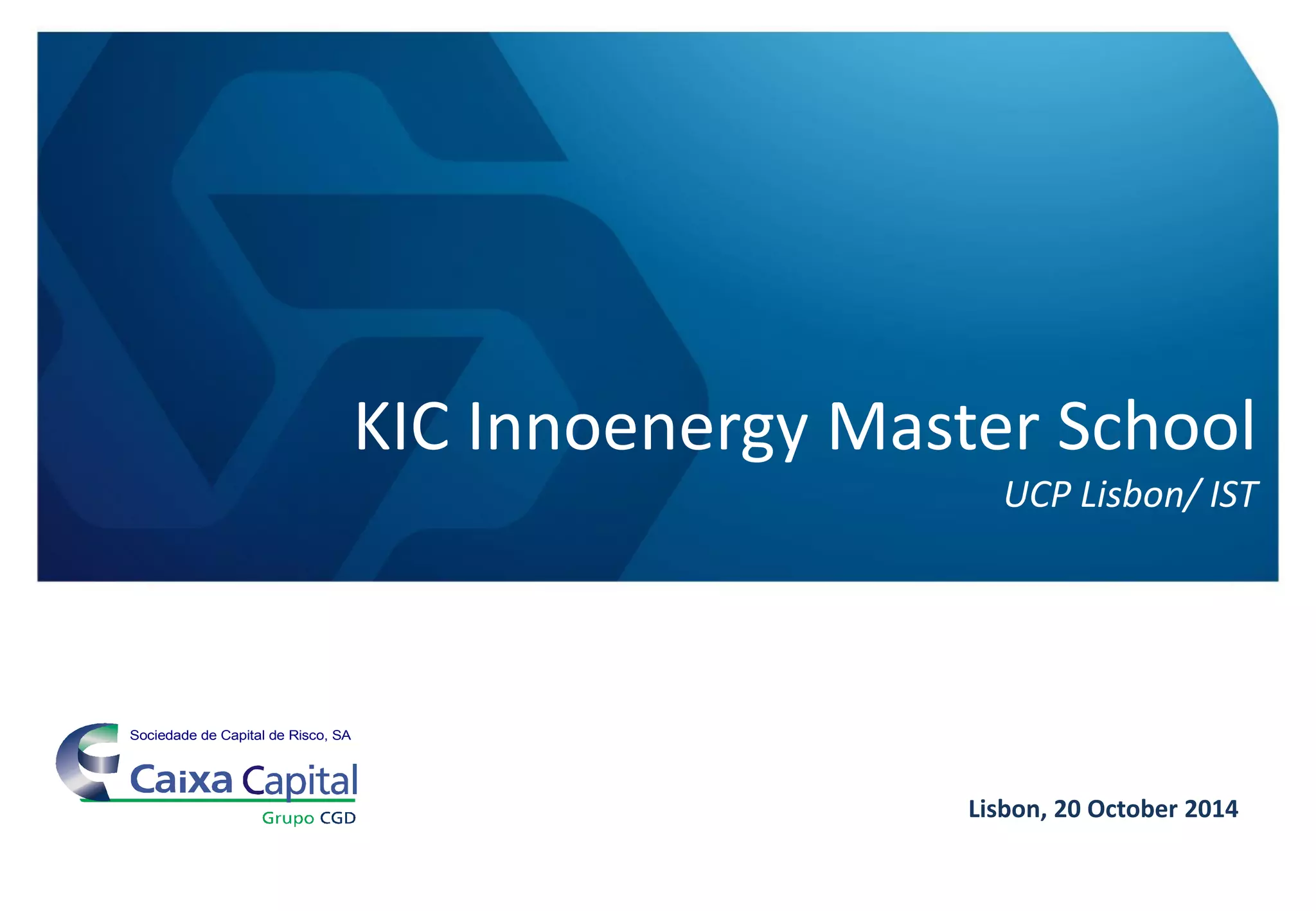 KIC Innoenergy Master School - Session on Venture Capital Funding | PPT