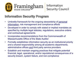 Kick off Meeting Presentation to Framingham State Information Security ...