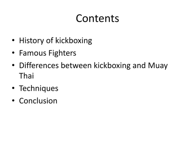 Kickboxing PRESENTATION | PPTX | Martial Arts | Sports