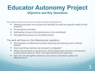 RI Educator Autonomy Kickoff presentation | PPTX | Professional School ...