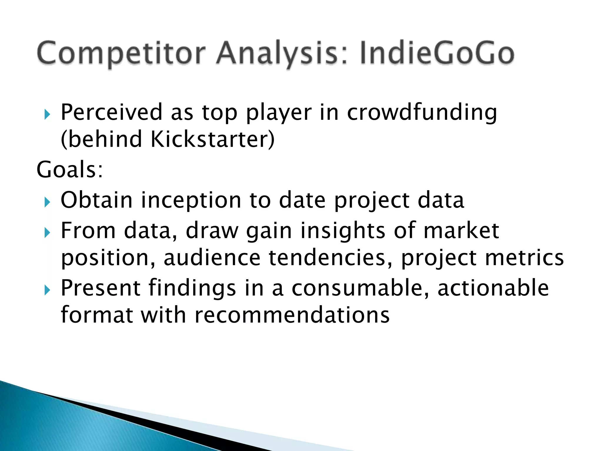 Kickstarter Competitor Analysis | PPTX | Business | Business and Finance