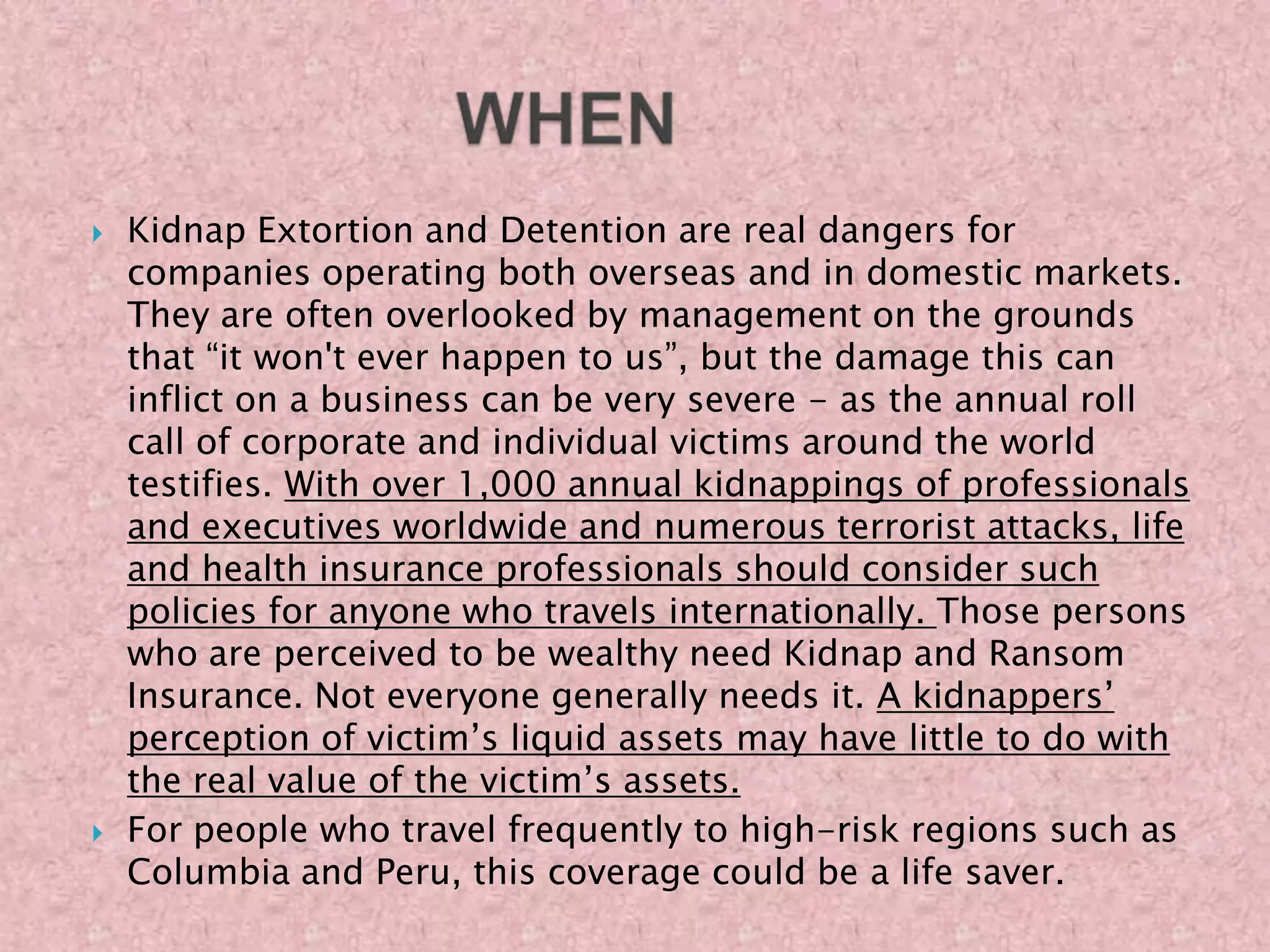 Kidnap and ransom insurance | PPTX