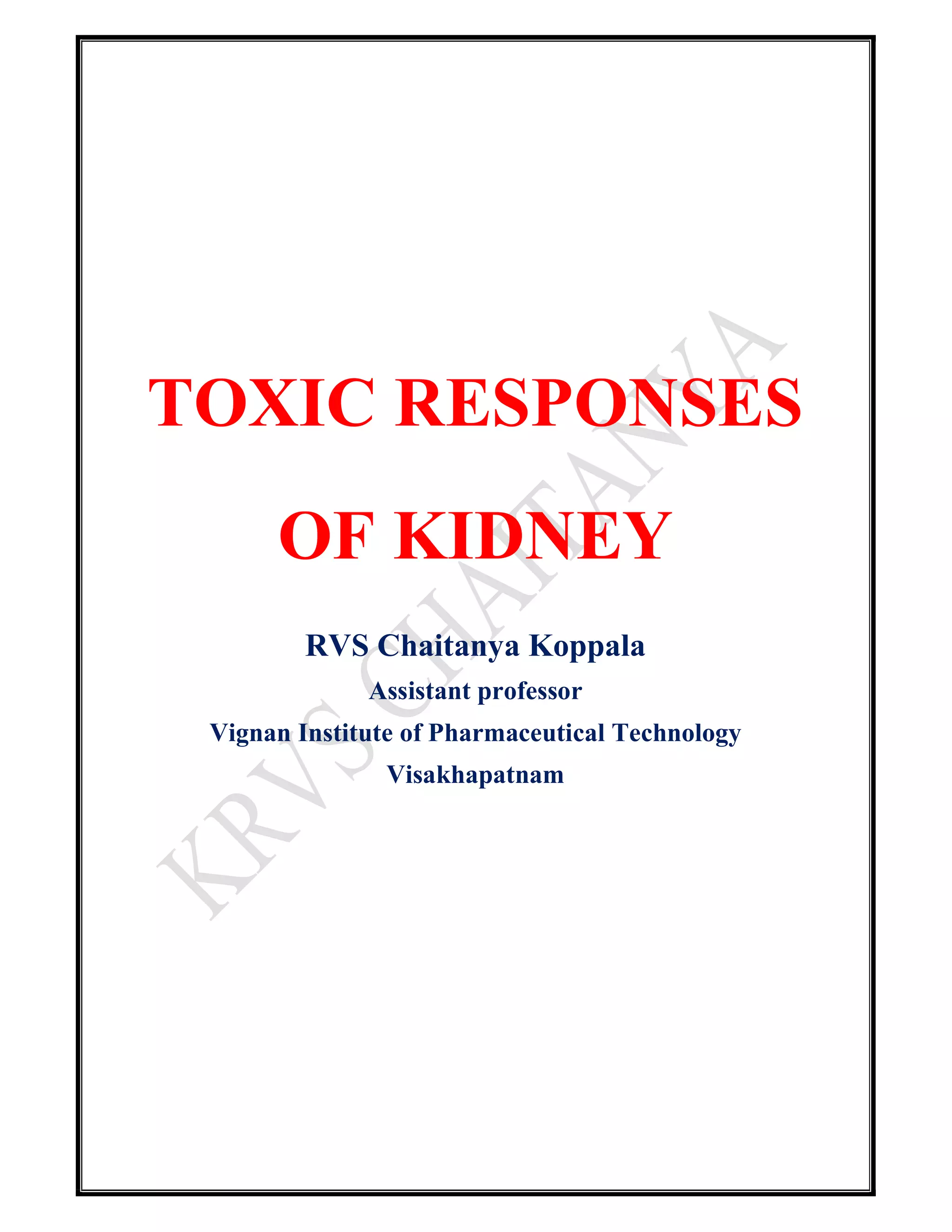 TOXIC RESPONSES OF KIDNEY | PDF