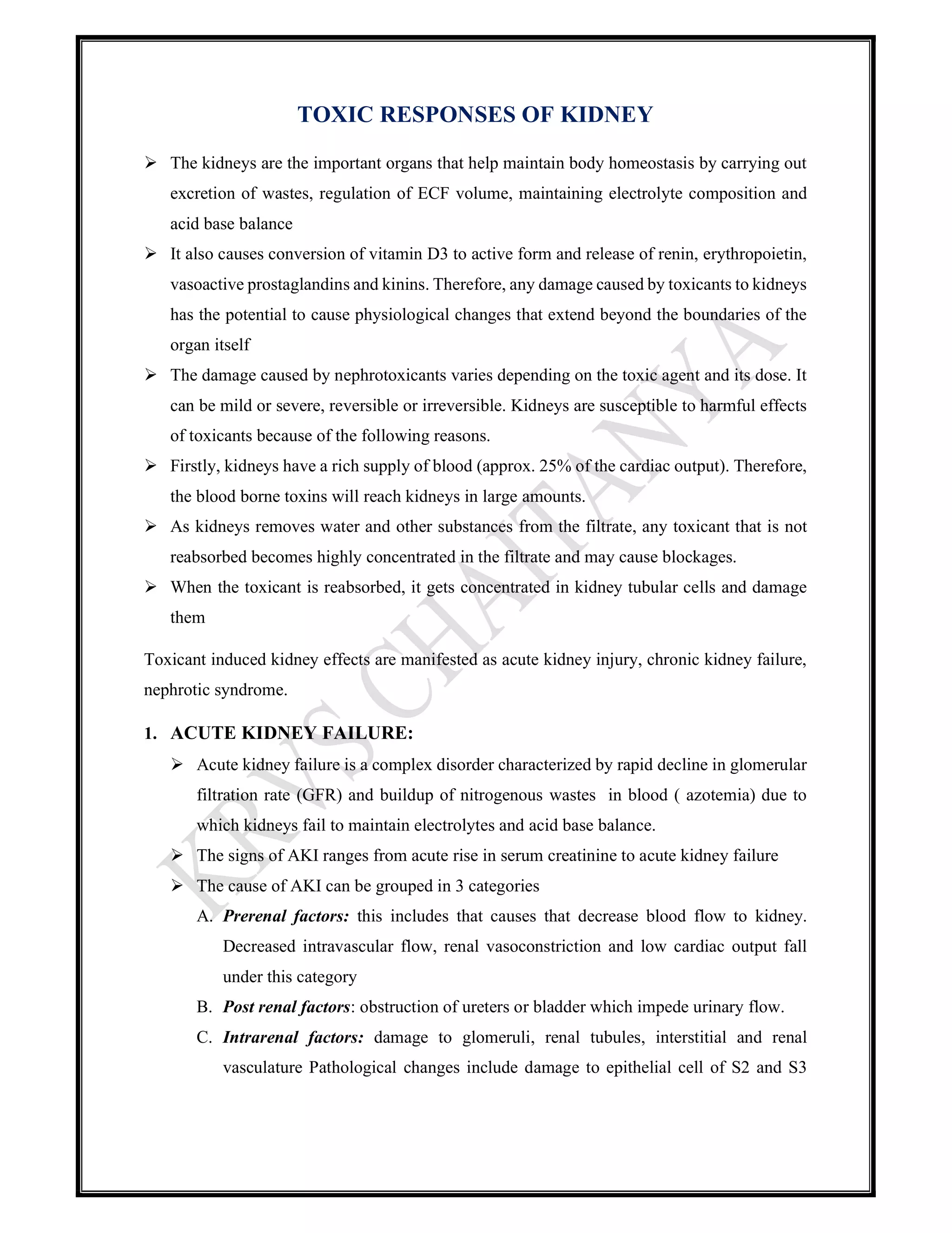 TOXIC RESPONSES OF KIDNEY | PDF