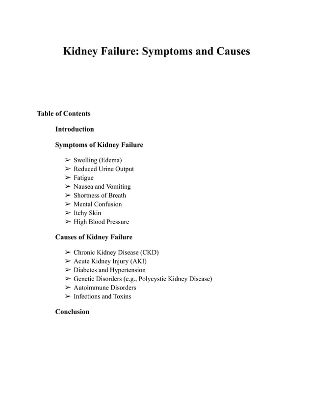 kidney- failure- symptoms- and- causes . | PDF