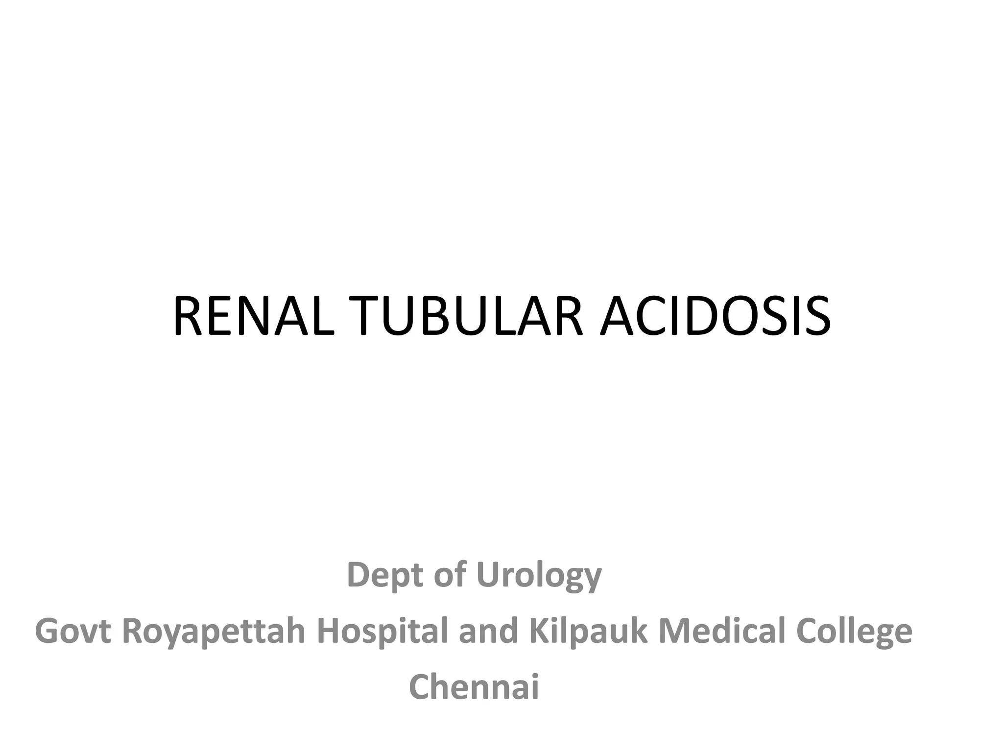 RENAL TUBULAR ACIDOSIS | PDF