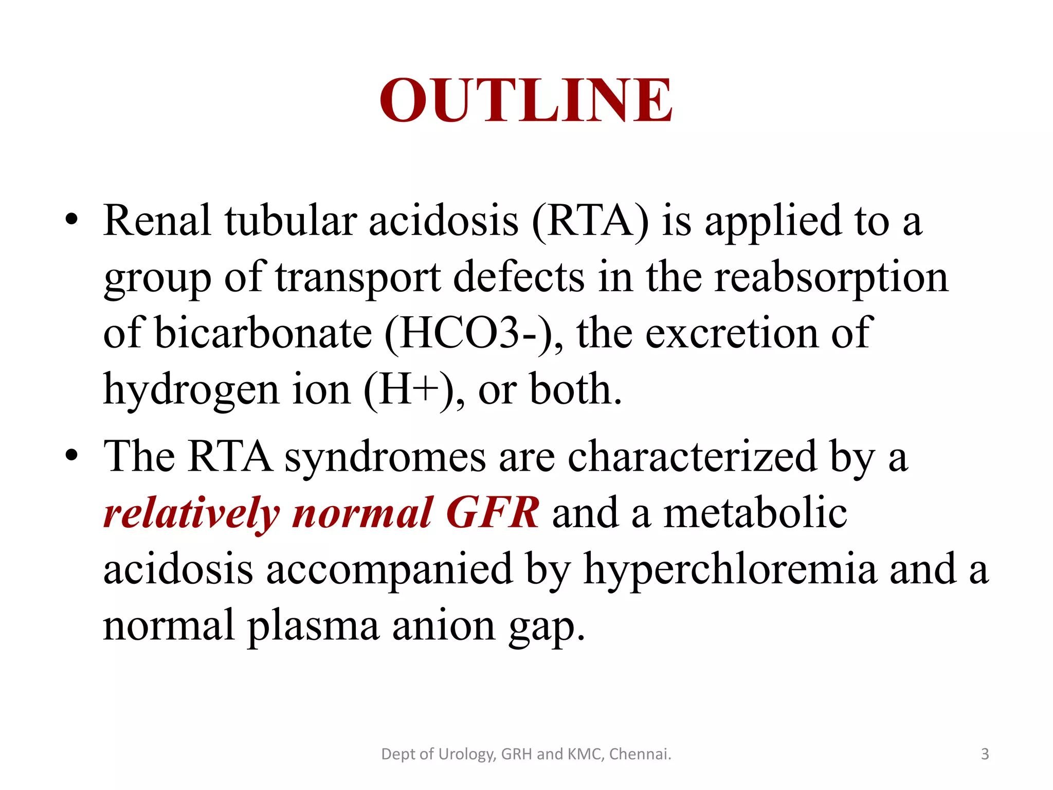 RENAL TUBULAR ACIDOSIS | PDF