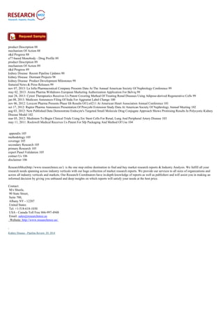 Kidney disease pipeline review, h1 2014 | PDF