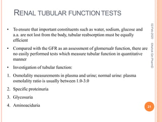 Kidney function test | PPTX