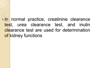 Kidney Function Tests2012.pptx for medical | PPTX | Chemistry | Science