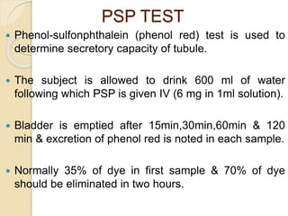 Kidney Function Tests2012.pptx for medical | PPTX | Chemistry | Science