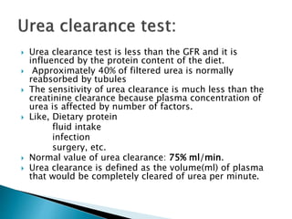Kidney function tests used in clinical pathology.ppt