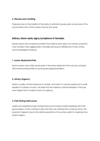 kidney stone early signs to cause pain - NHS Hospitals | PDF