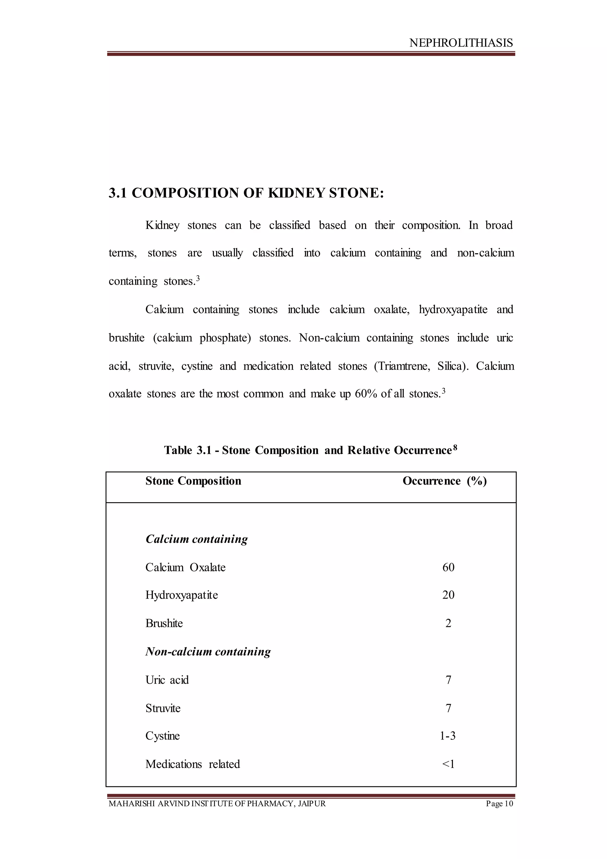 Kidney stone (nephrolithiasis) | DOCX