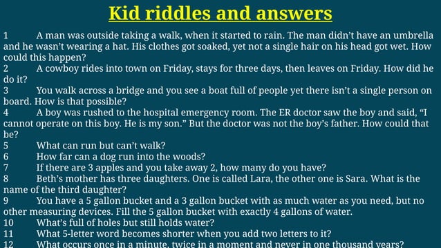 Kid riddles and answers | PPT