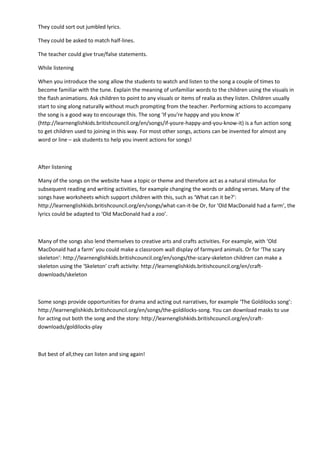 Kids and songs | PDF