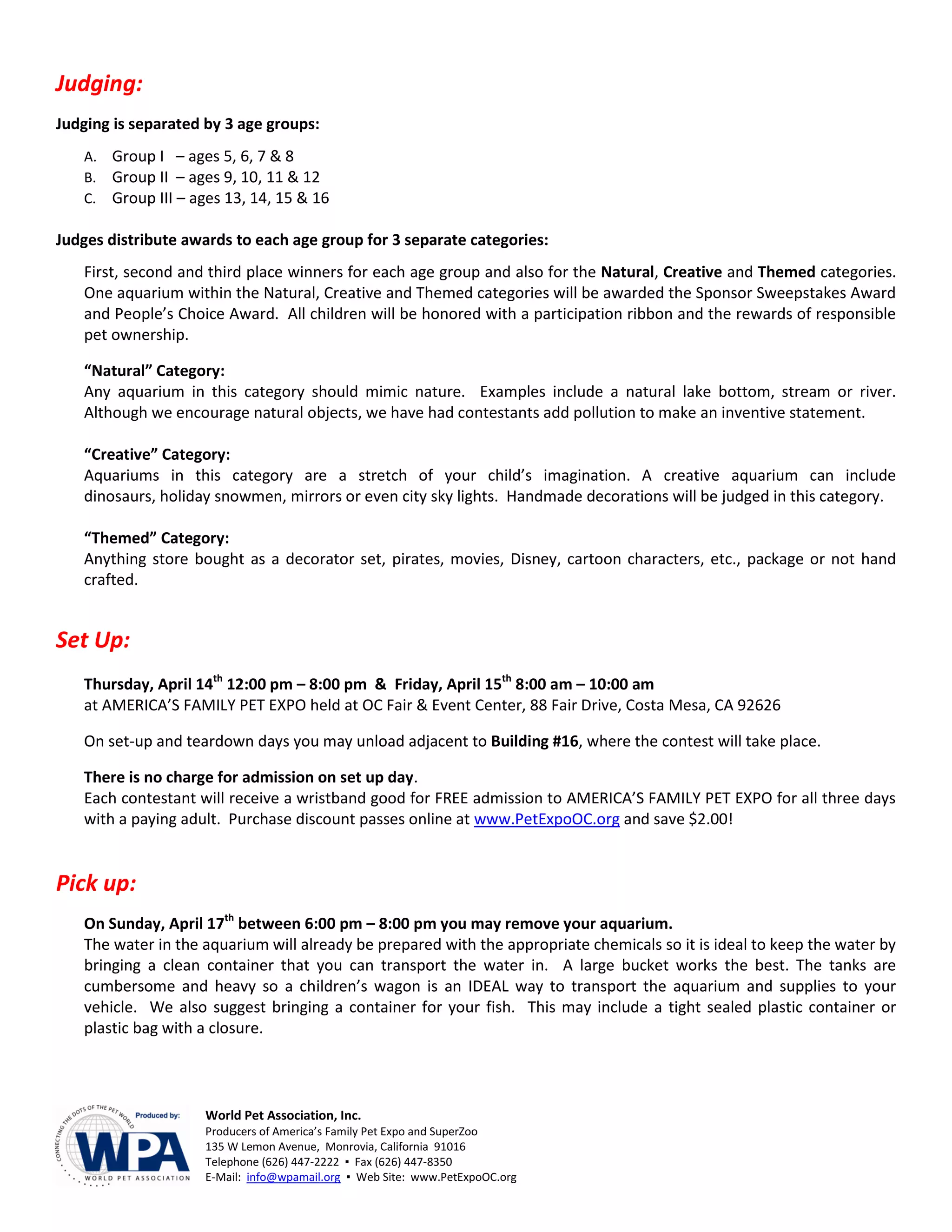 Kids aquarium contest_pet expo rules | PDF