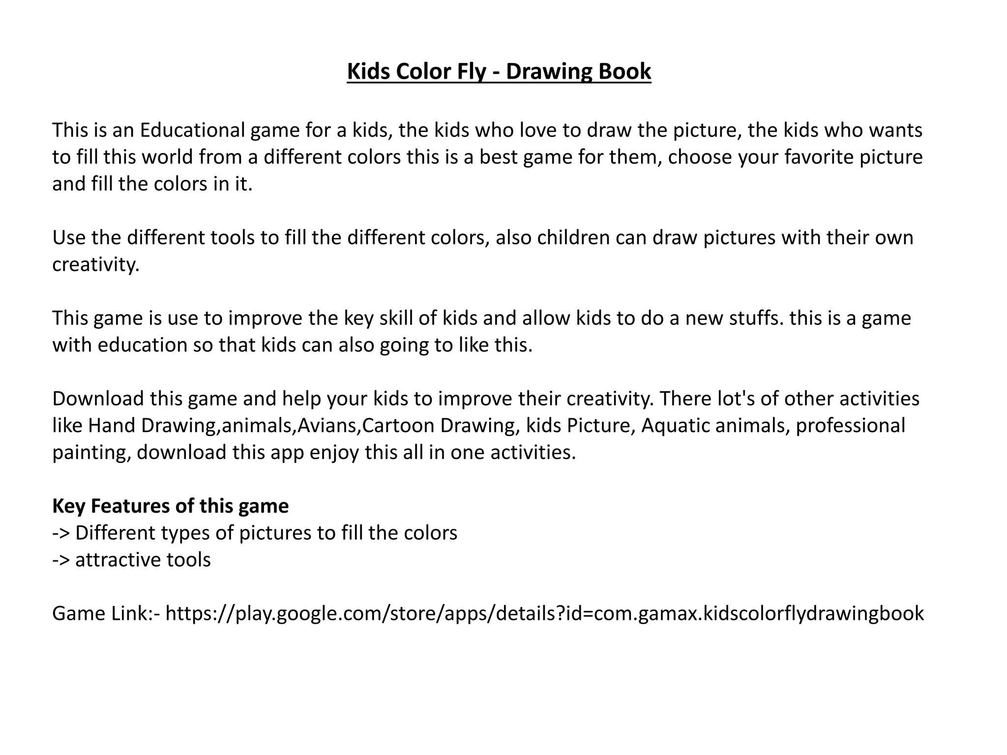 Kids color fly – drawing book | PPTX