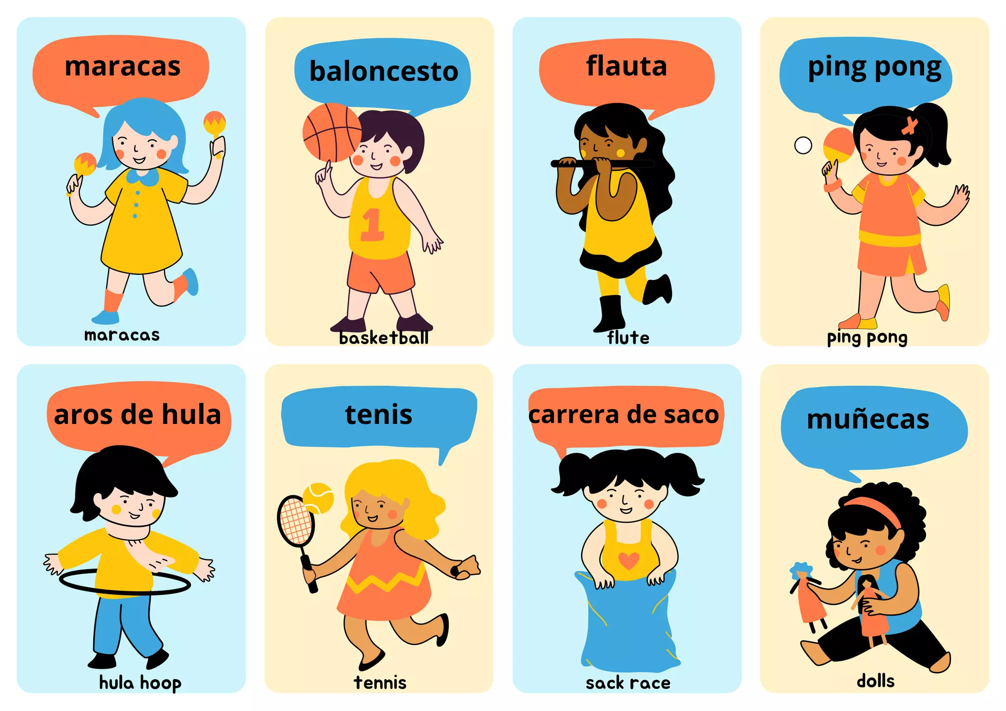 Kids Playing - Spanish Vocabulary - Flashcards.pdf