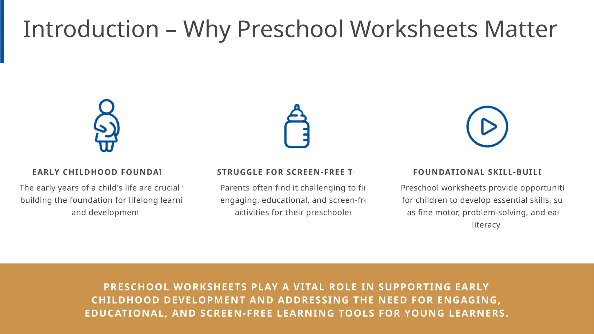 Preschool Learning : Foundational Worksheets for Pre School Kids | PPT