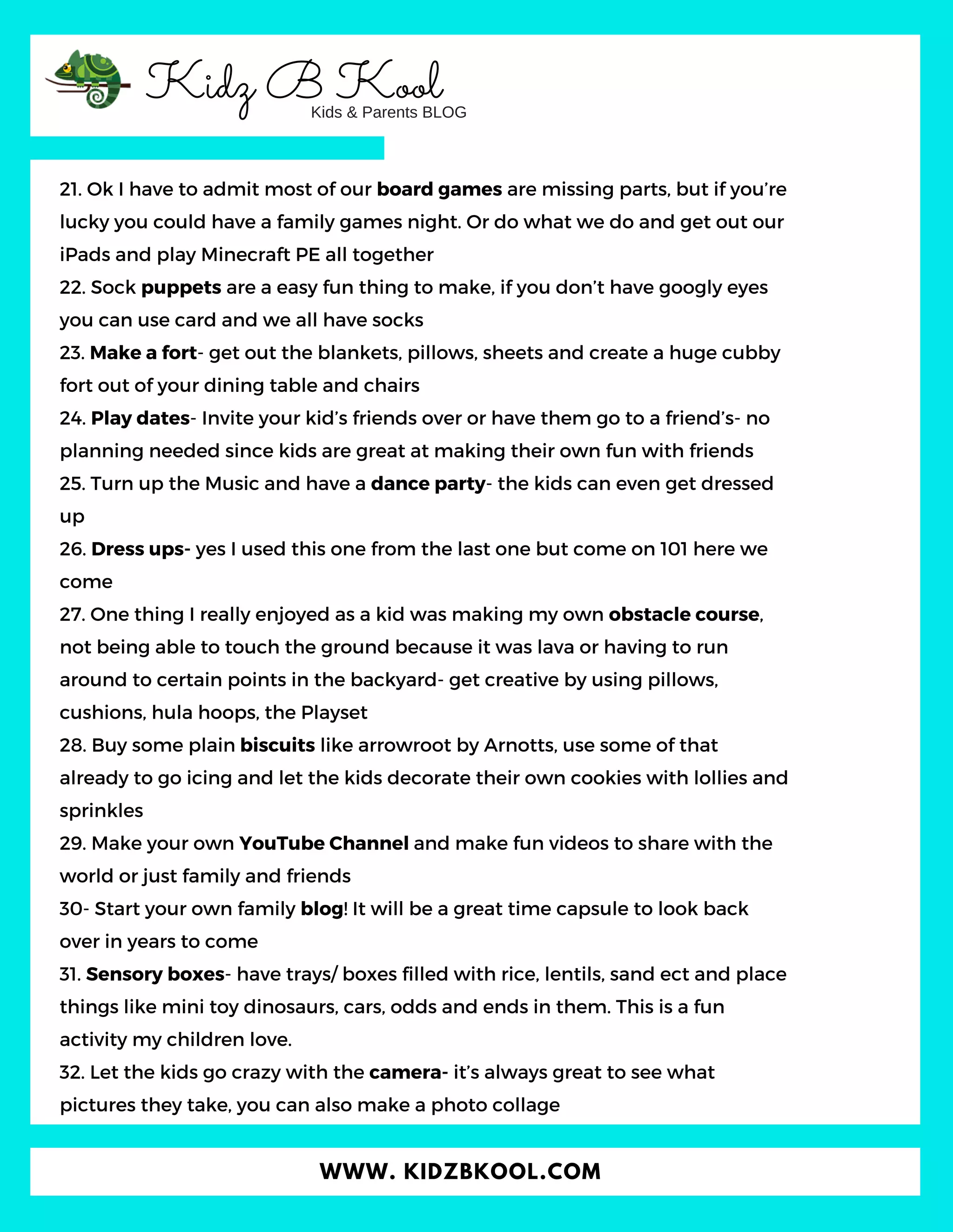 101 School Holiday Ideas by Kidz B Kool | PDF