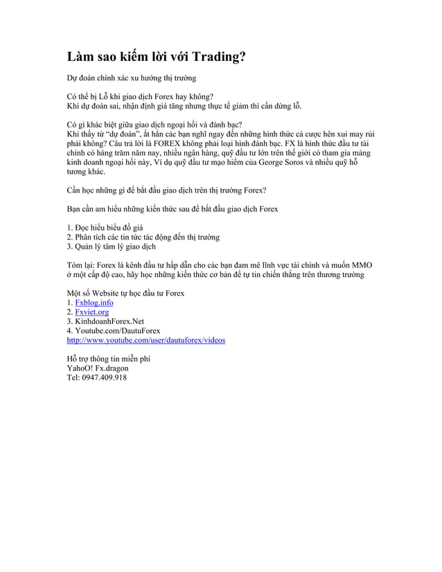 Kiến thức cơ bản về thị trường Forex - Cách thức kinh doanh tiền tệ trên sàn quốc tế | PDF