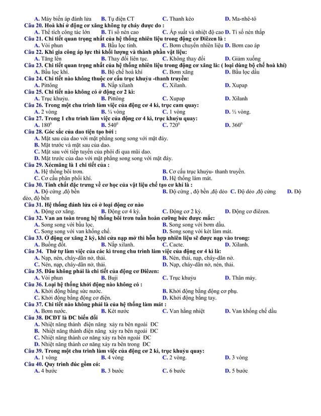 Kiem tra 1 tiet cong nghe 11 hk2 40cau hay | PDF