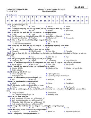 Kiem tra 1 tiet cong nghe 11 hk2 40cau hay | PDF
