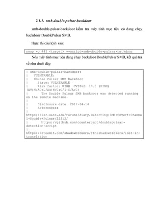 HƯỚNG DẪN KIỂM TRA MÃ ĐỘC DOUBLEPULSAR CỦA NSA | DOCX